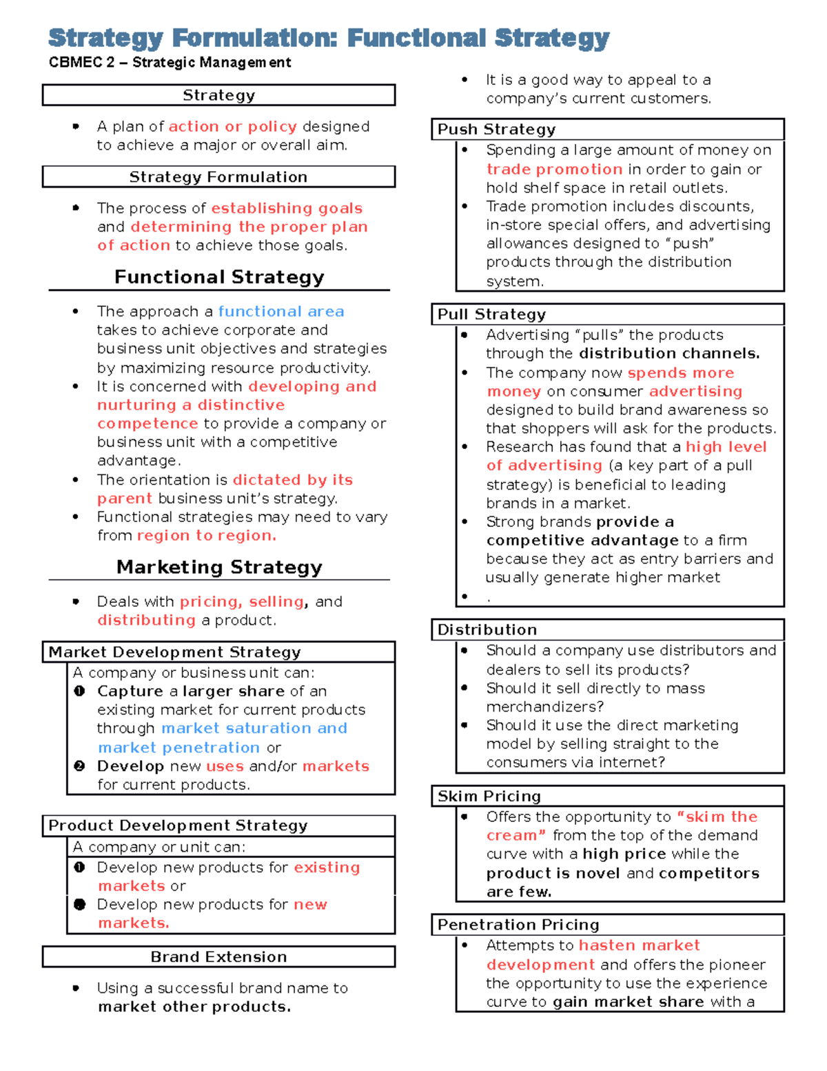 Chapter 8 - Functional Strategy copy - CBMEC 2 – Strategic Management ...