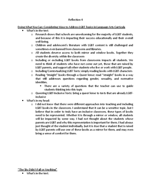 Reflection 1 - Identity also includes external characteristics that a ...