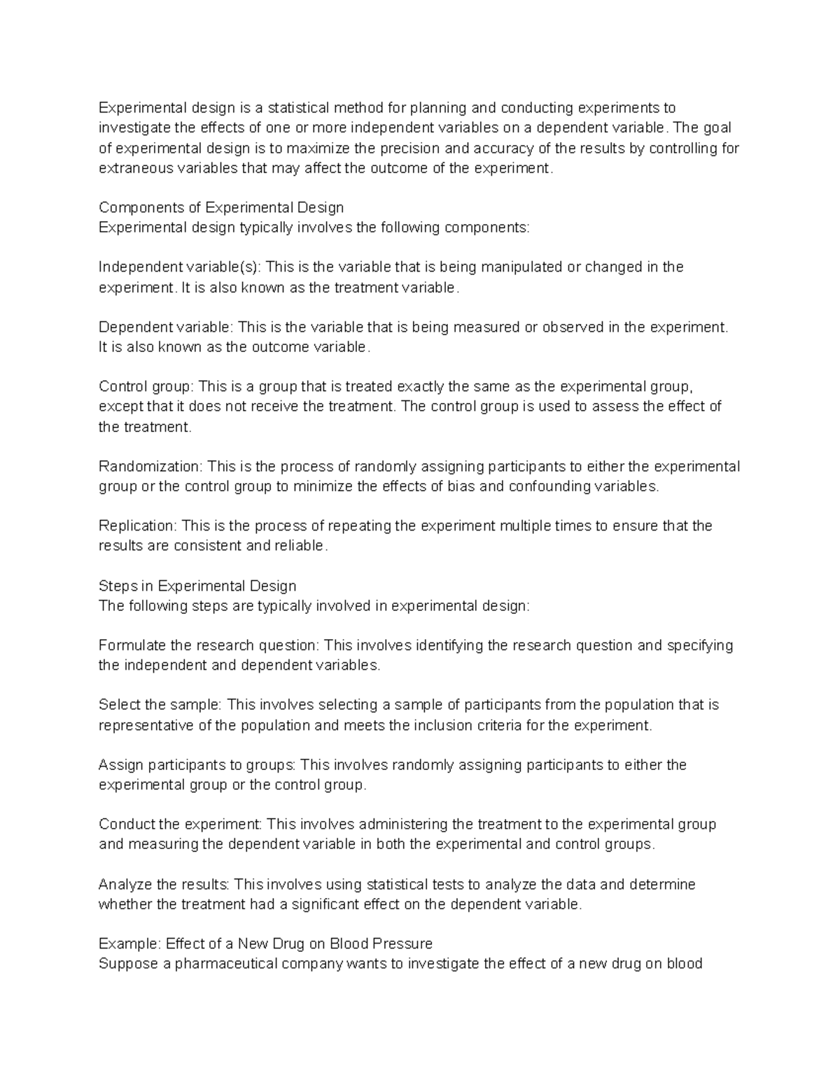 Experimental design notes - Experimental design is a statistical method ...