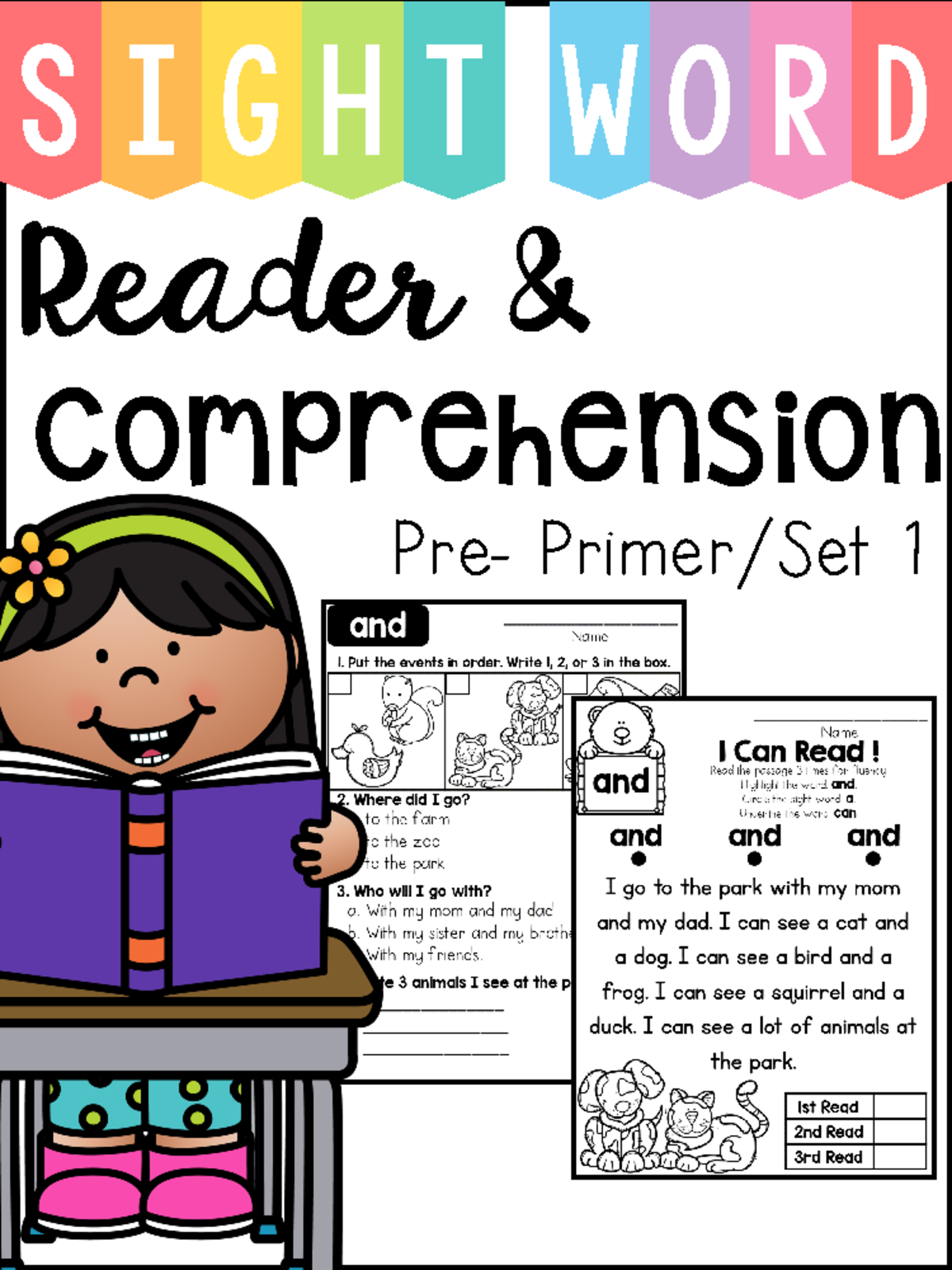 01-Set1 pre-primer - Reader & Comprehension Pre- Primer/Set 1 IGHT WORD ...