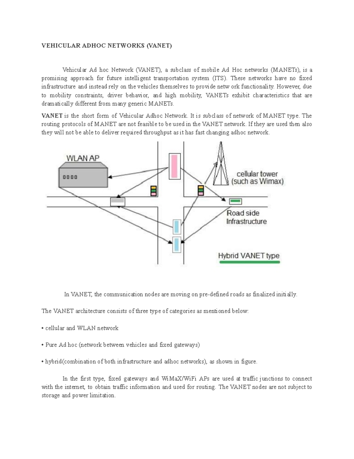 Vanet - VEHICULAR ADHOC NETWORKS (VANET) Vehicular Ad hoc Network ...