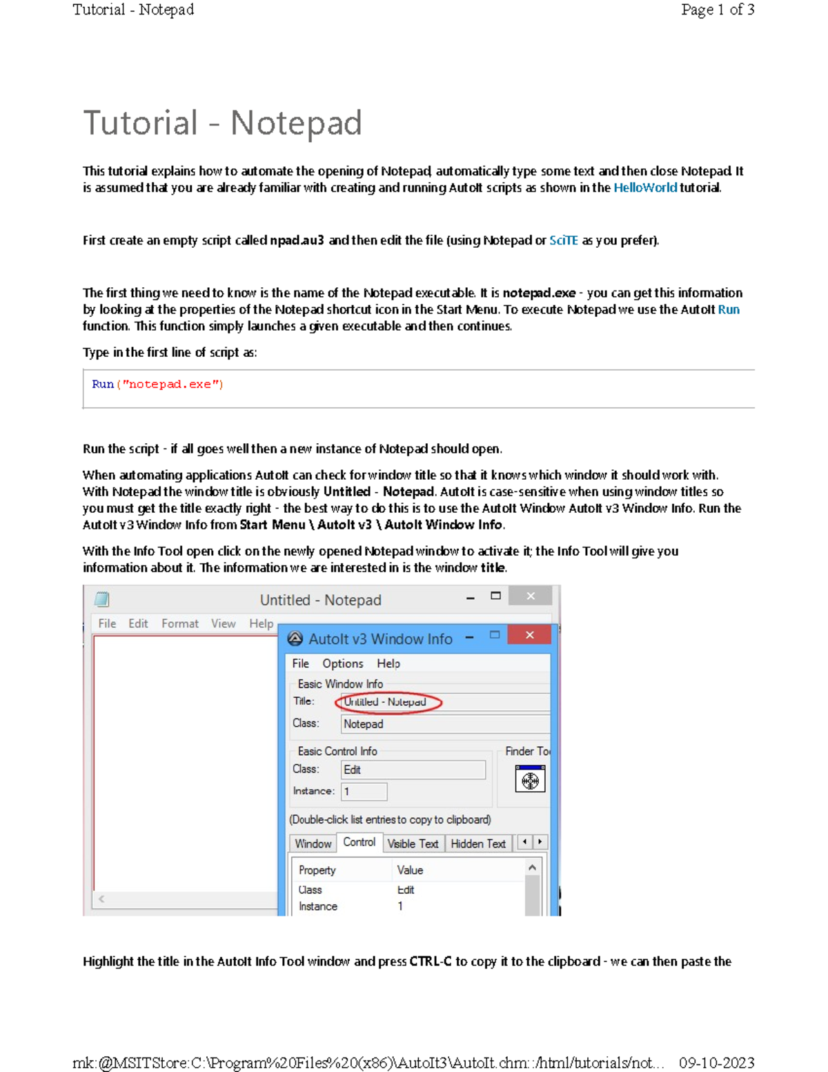 Abc - Tutorial - Notepad This tutorial explains how to automate the opening of Notepad, - Studocu