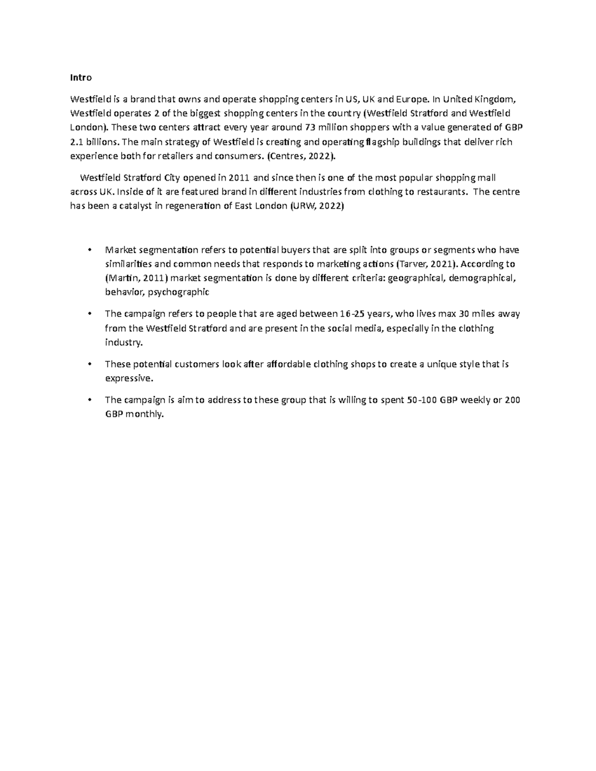 Advertising - sdfsfd - Intro Westfield is a brand that owns and operate ...