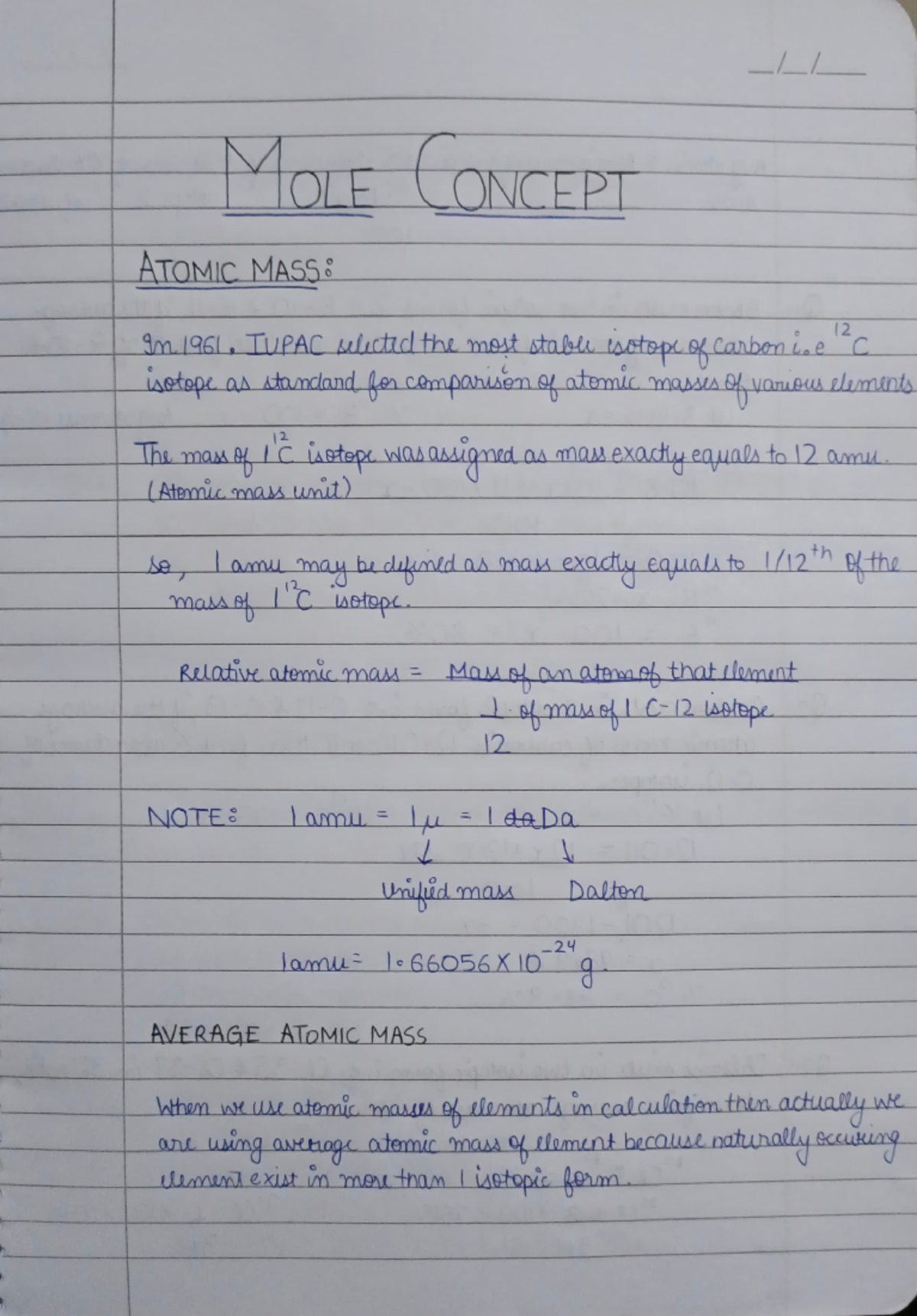 Mole Concept - chemistry - Studocu