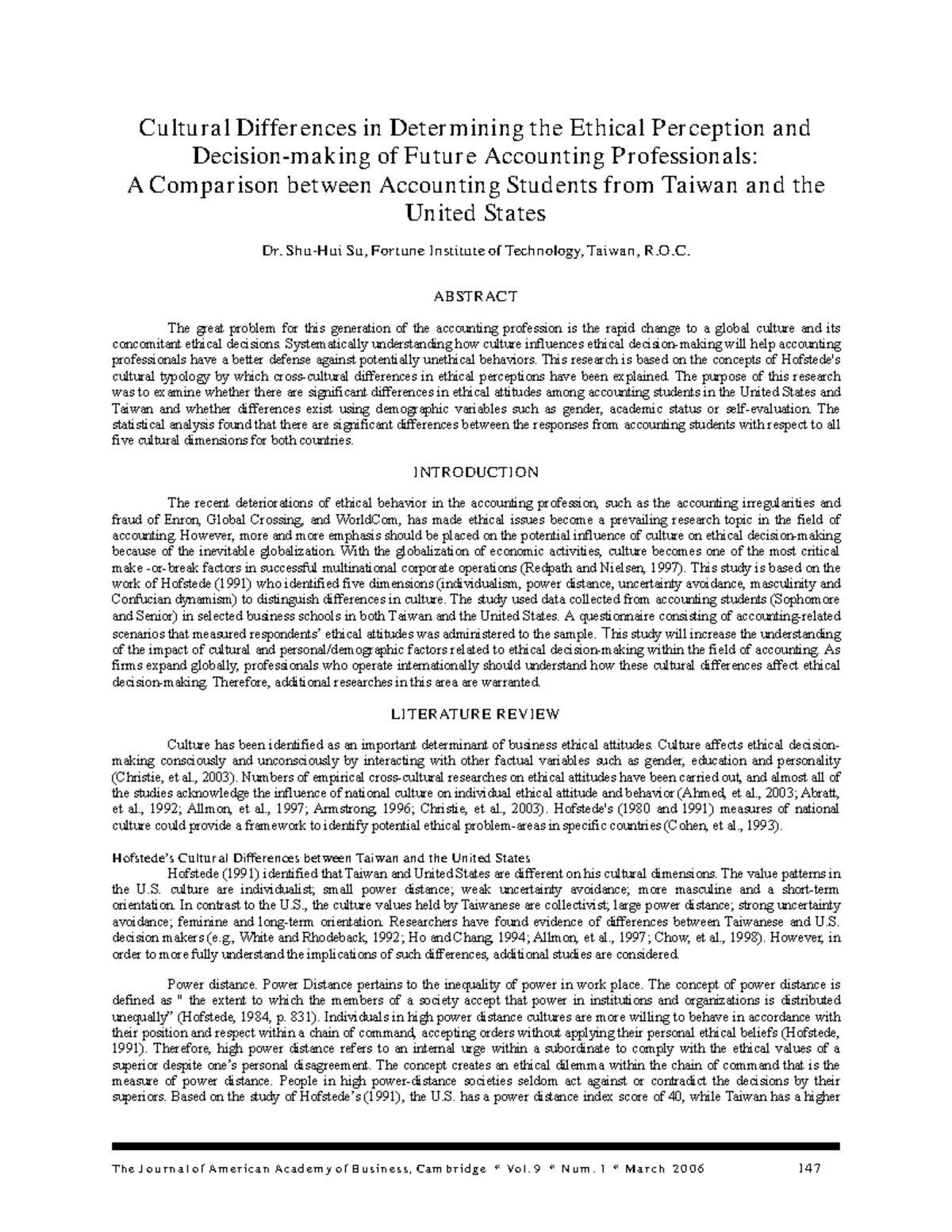 Cultural Differences in Determining Ethical Perception Decision Making ...