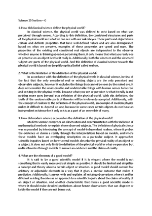 Science 10 - Module 2 Activity 1 - Science 10 Section – G Module 2 ...