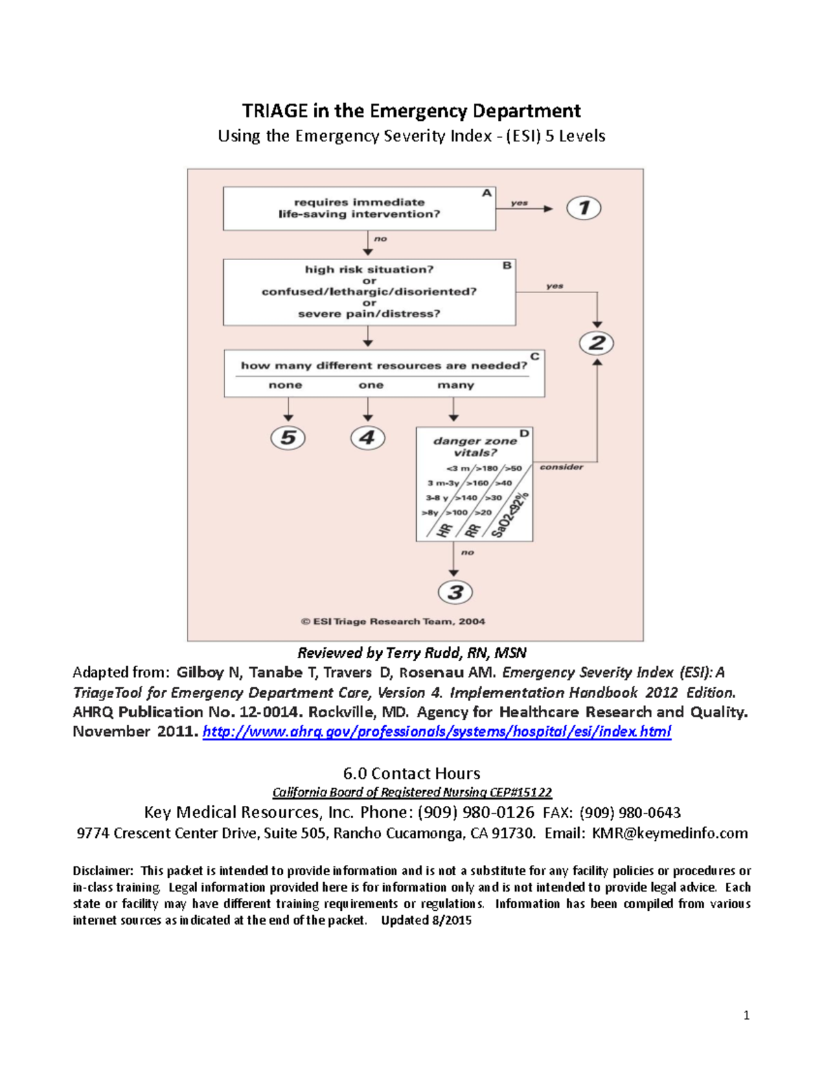 Key Medical Home Study - Triage in Emergency Department Using ESi 5 ...