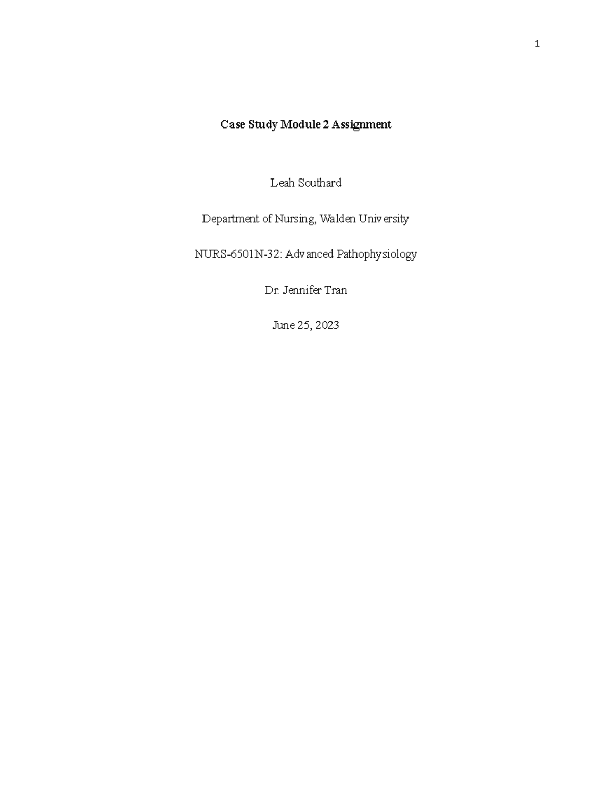 MD2Assn Southard L - module 2 assignment - NURS-6501N - Walden - Studocu