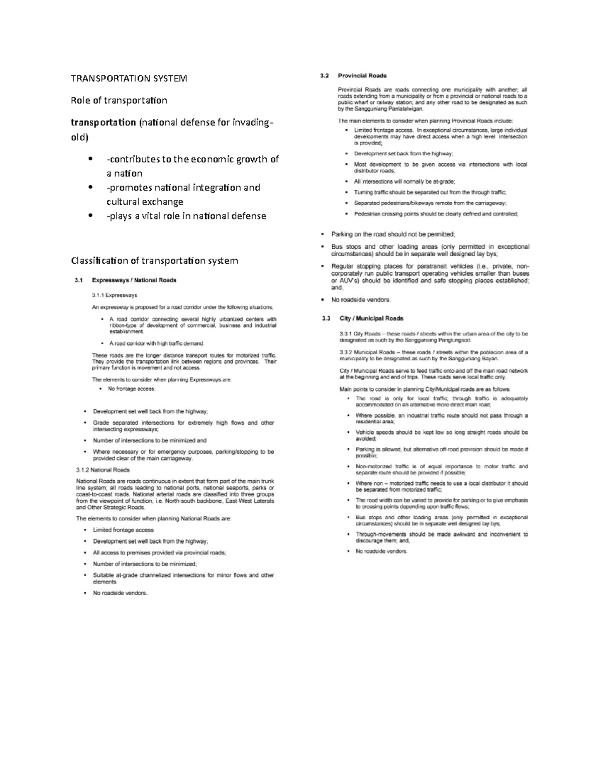 Transportation System - TRANSPORTATION SYSTEM Role of transportation ...