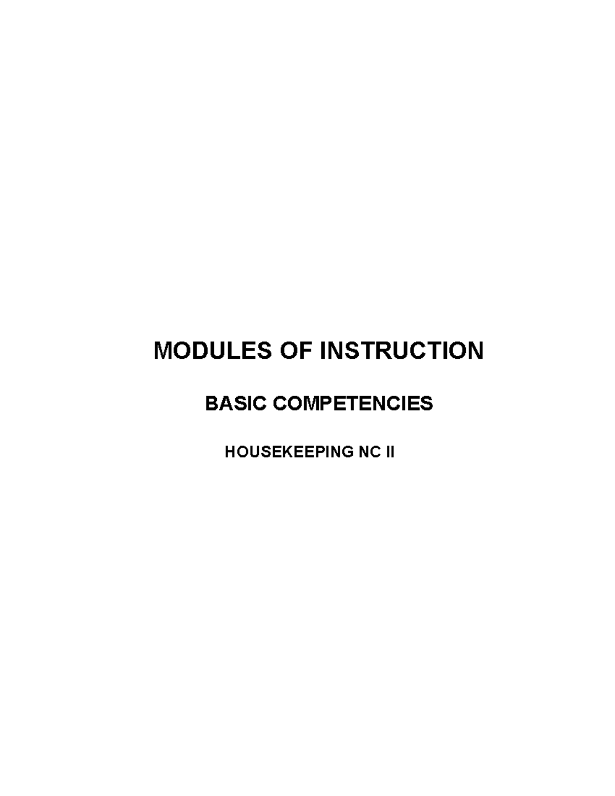 Modules OF Instruction - MODULES OF INSTRUCTION BASIC COMPETENCIES ...