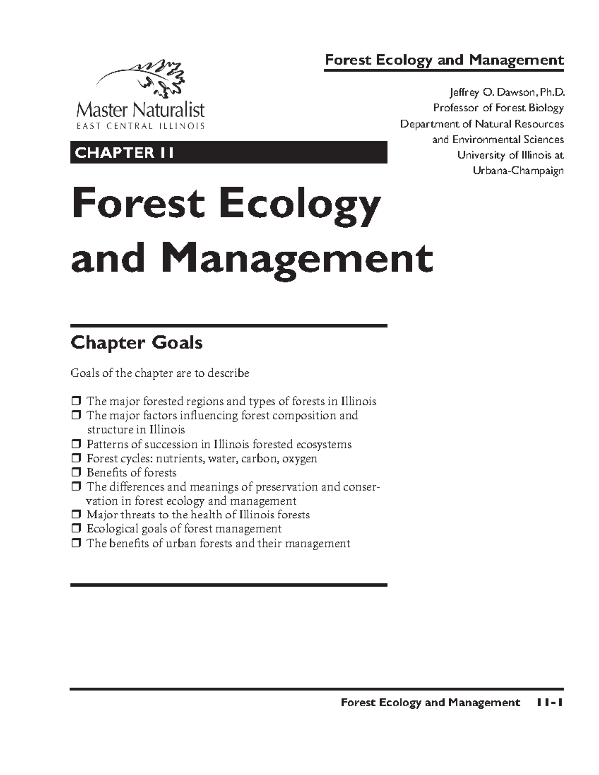 Forest Ecology and Management - CHAPTER 11 Forest Ecology and ...