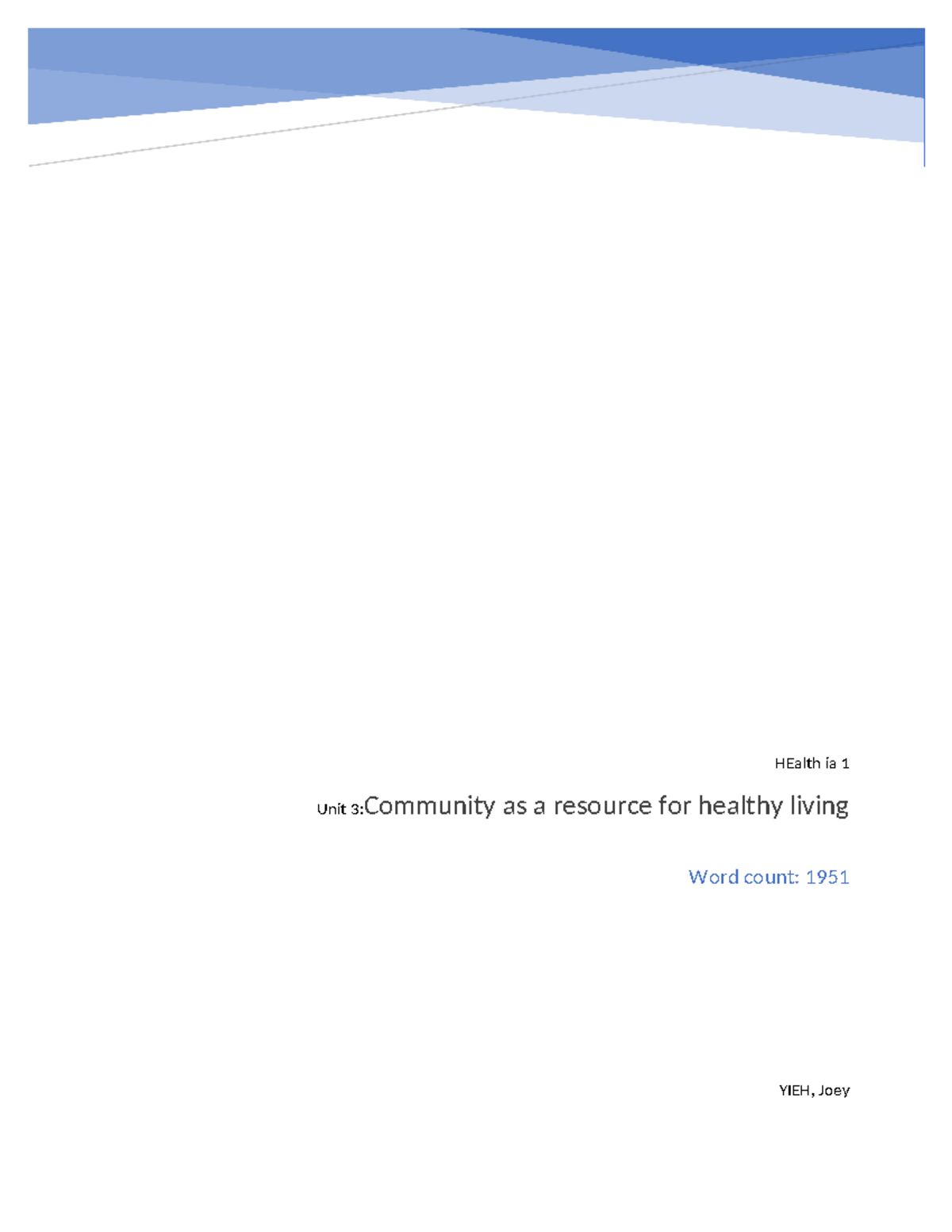 Health IA1 final - 24/25 assignment for QCAA IA1 - HEalth ia 1 Unit 3 ...