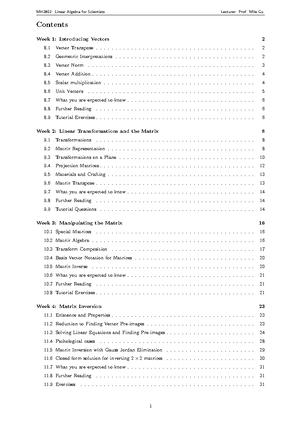 MH2802 - NTU - Linear Algebra For Scientists - Studocu
