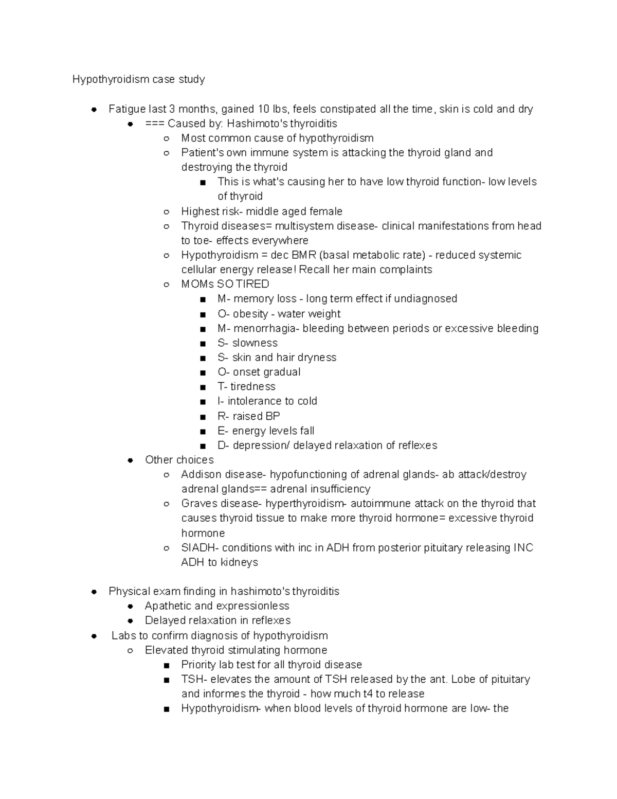 Hypothyroidism case study recording - Hypothyroidism case study Fatigue ...