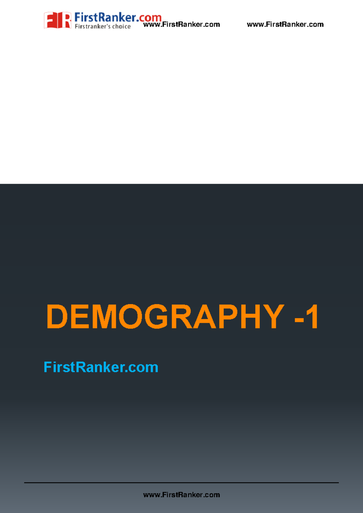 MBBS Notes Fourth Year Community Medicine Demography 1 fr 1 First ...