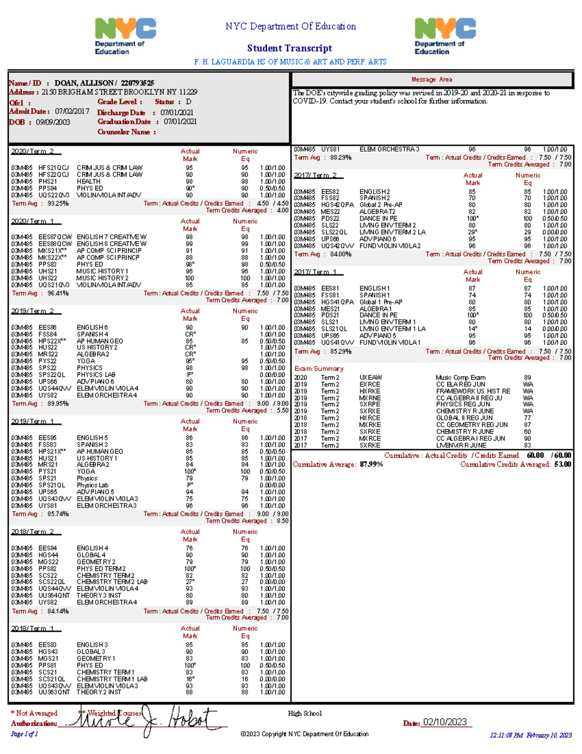 Allison DOAN - informative outline - of NYC Department Of Education a ...