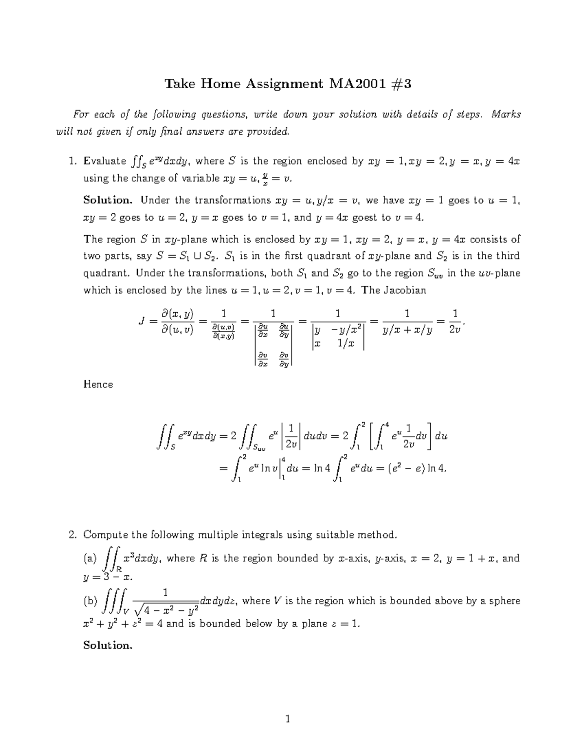 Take-Home-Assign-1819 hw3 A - Take Home Assignment MA2001 For each of ...
