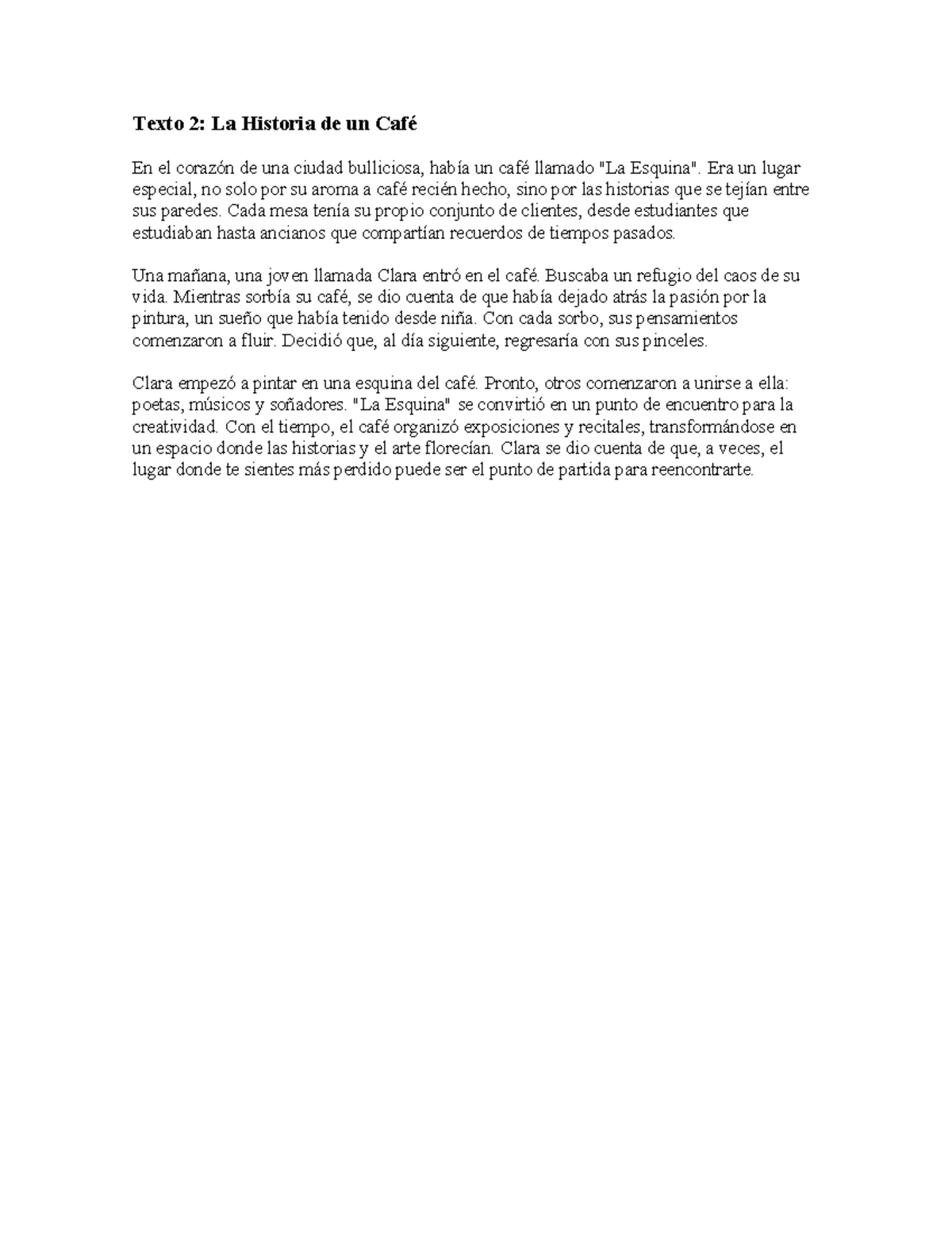 Weqweqwe - QWEQew Q RE - Texto 2: La Historia de un Café En el corazón ...