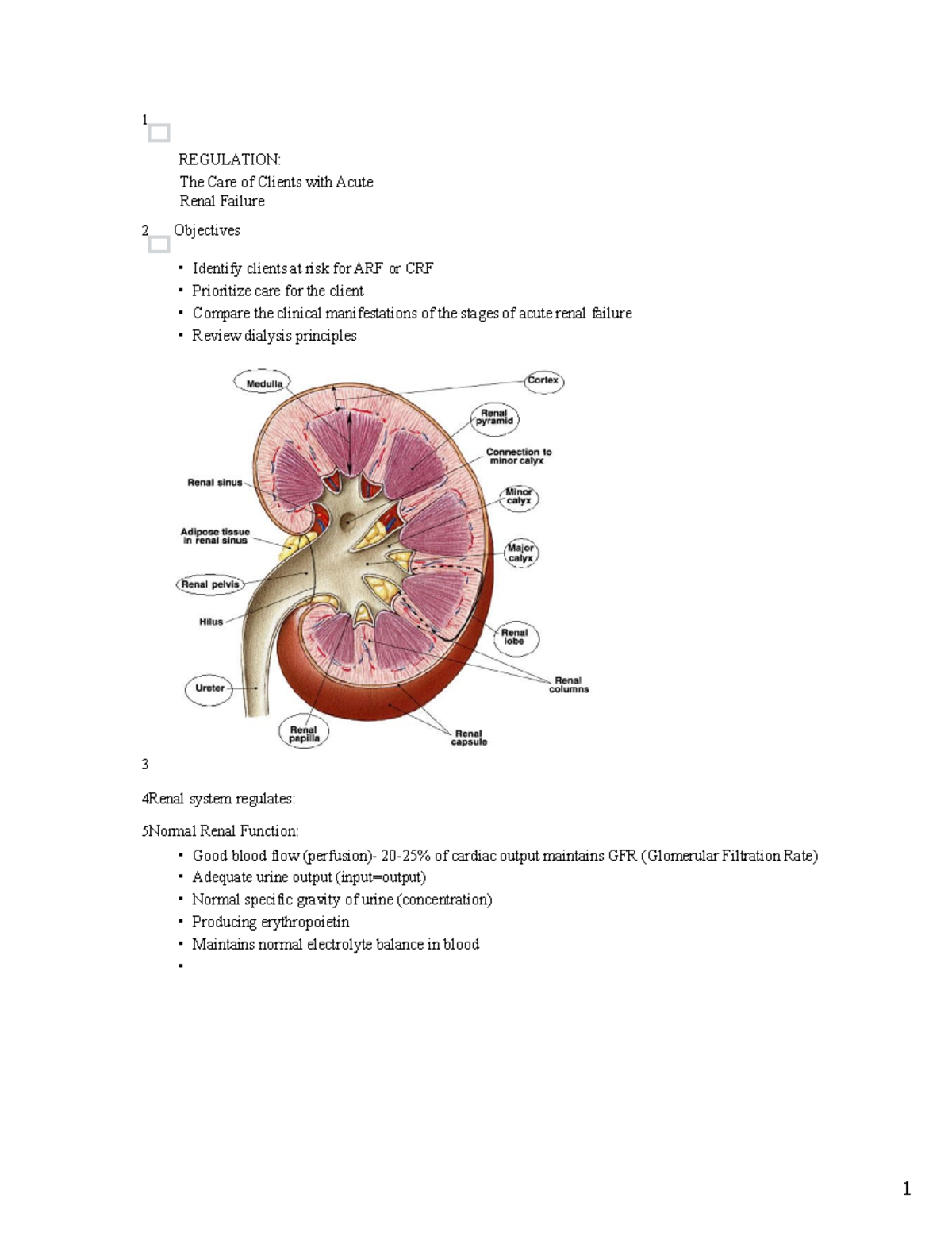Regulatory outline - 1 REGULATION: The Care of Clients with Acute Renal ...