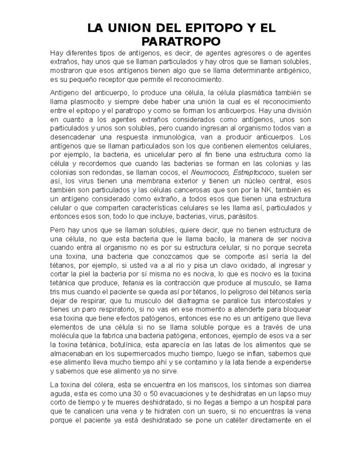 Epitopo y Paratropo - LA UNION DEL EPITOPO Y EL PARATROPO Hay ...