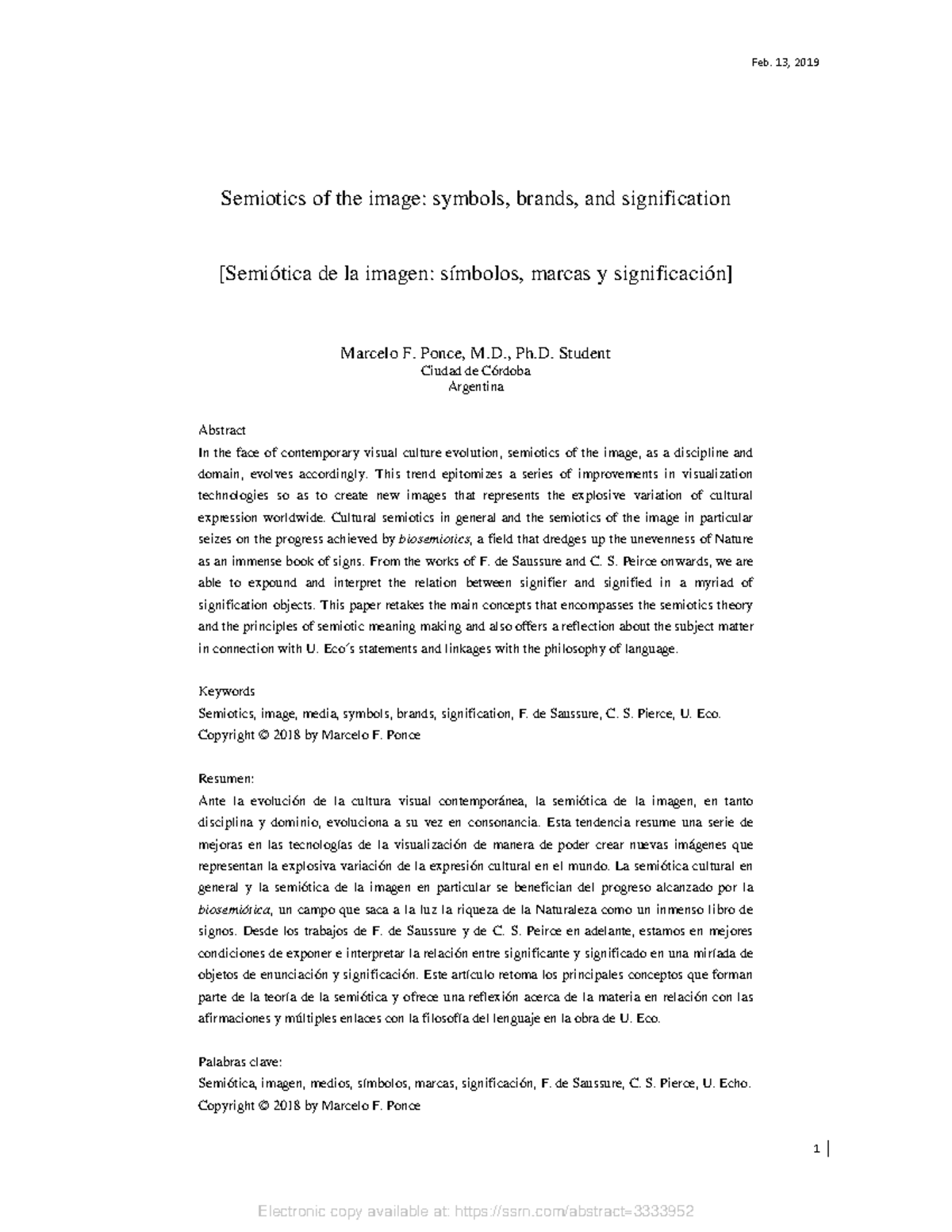 SSRN-id3333952 - Trabajo y libro que le leyo y realizo - 1 Semiotics of ...