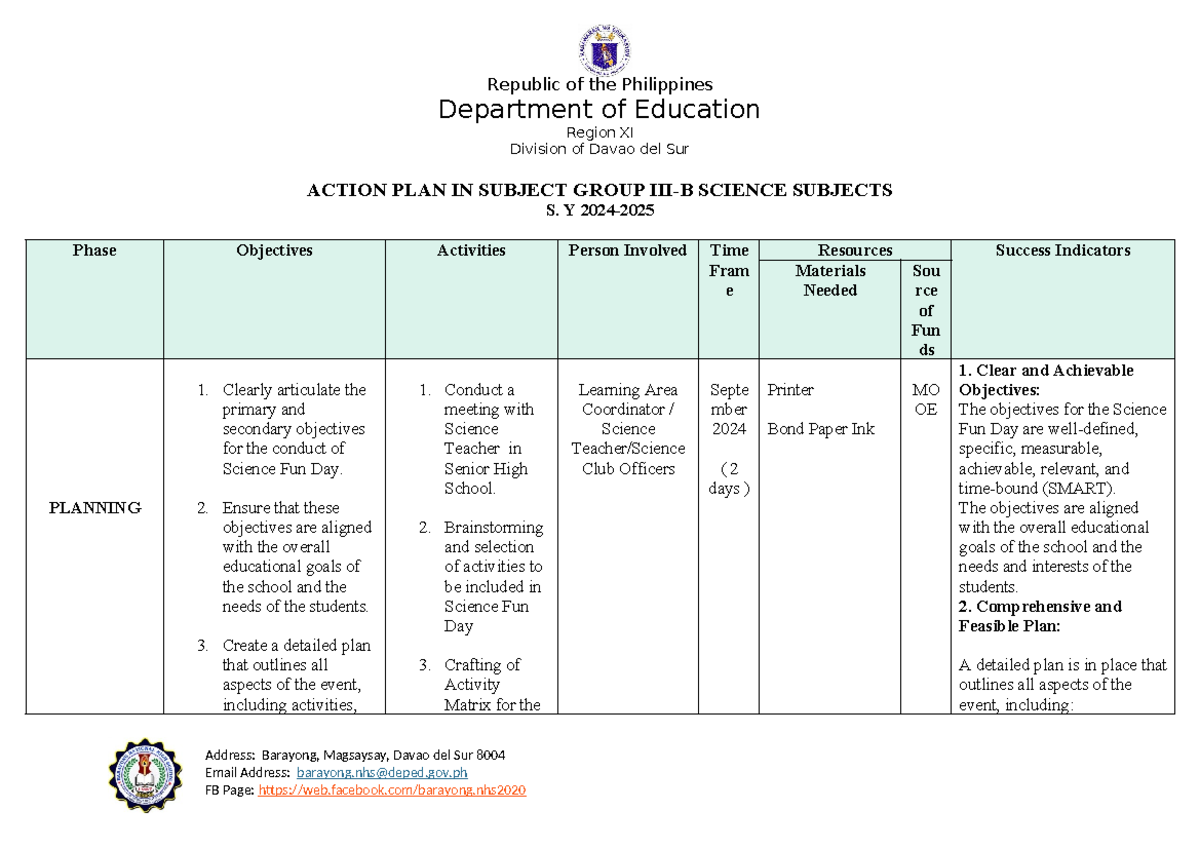 Science Fun Day Action Plan2 - Department of Education Region XI ...