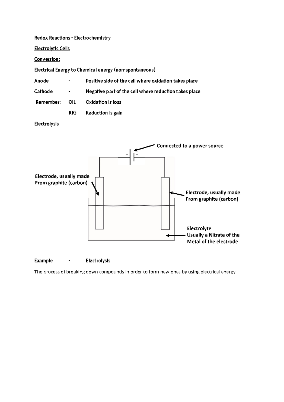 Electrolytic Cell - Redox Reactions - Electrochemistry Electrolytic ...