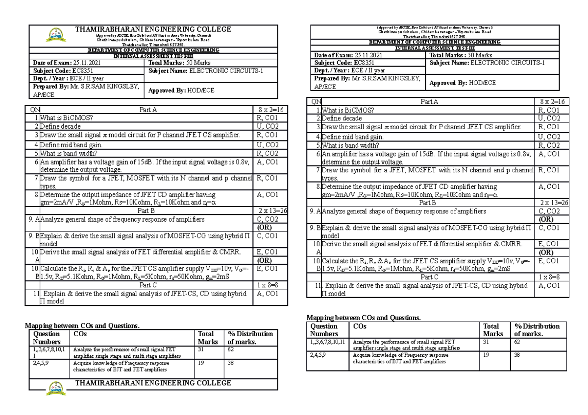 ECE EC8351 IAT3 SET1 Print - THAMIRABHARANI ENGINEERING COLLEGE ...
