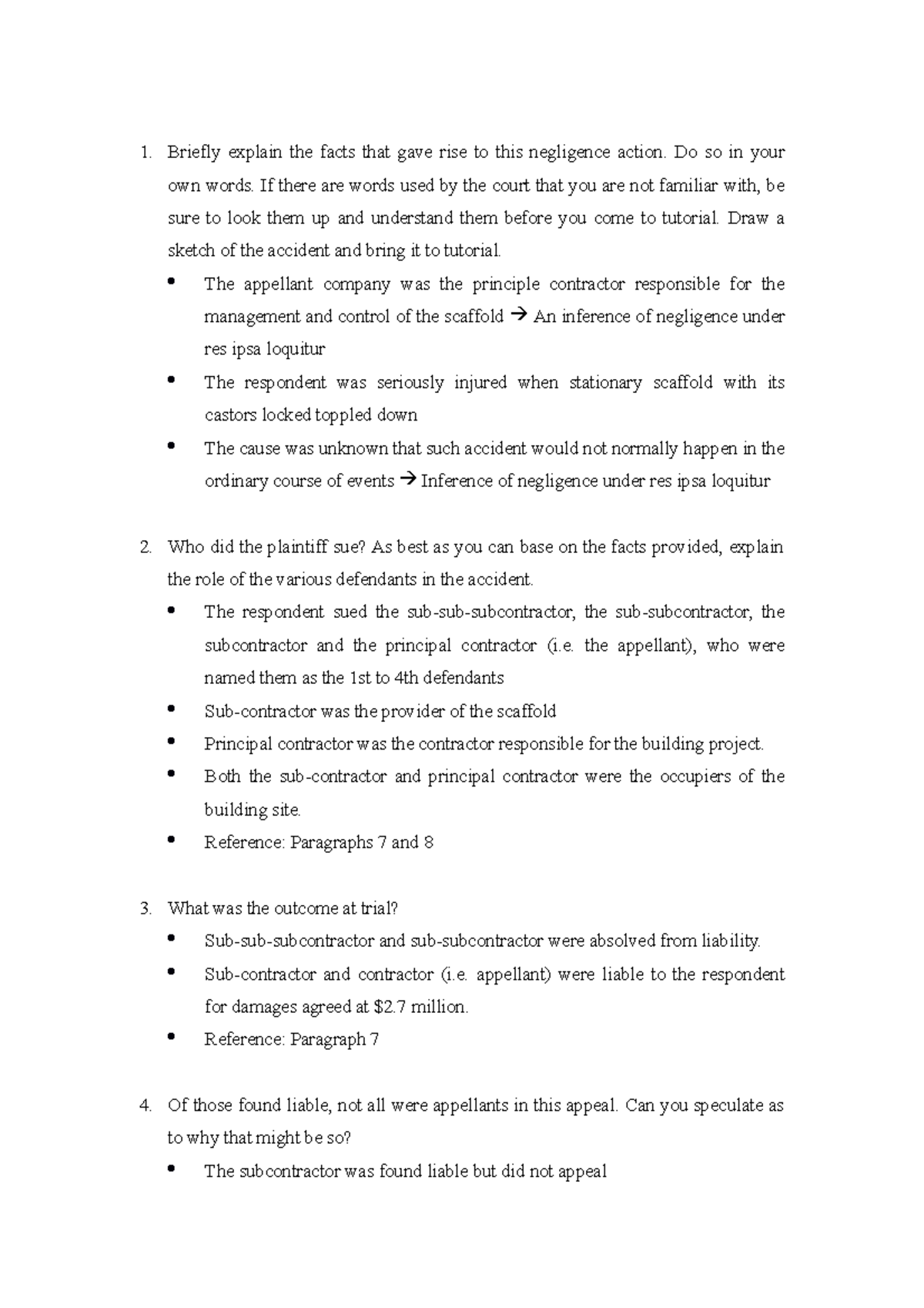 Tutorial 2 - Briefly explain the facts that gave rise to this ...