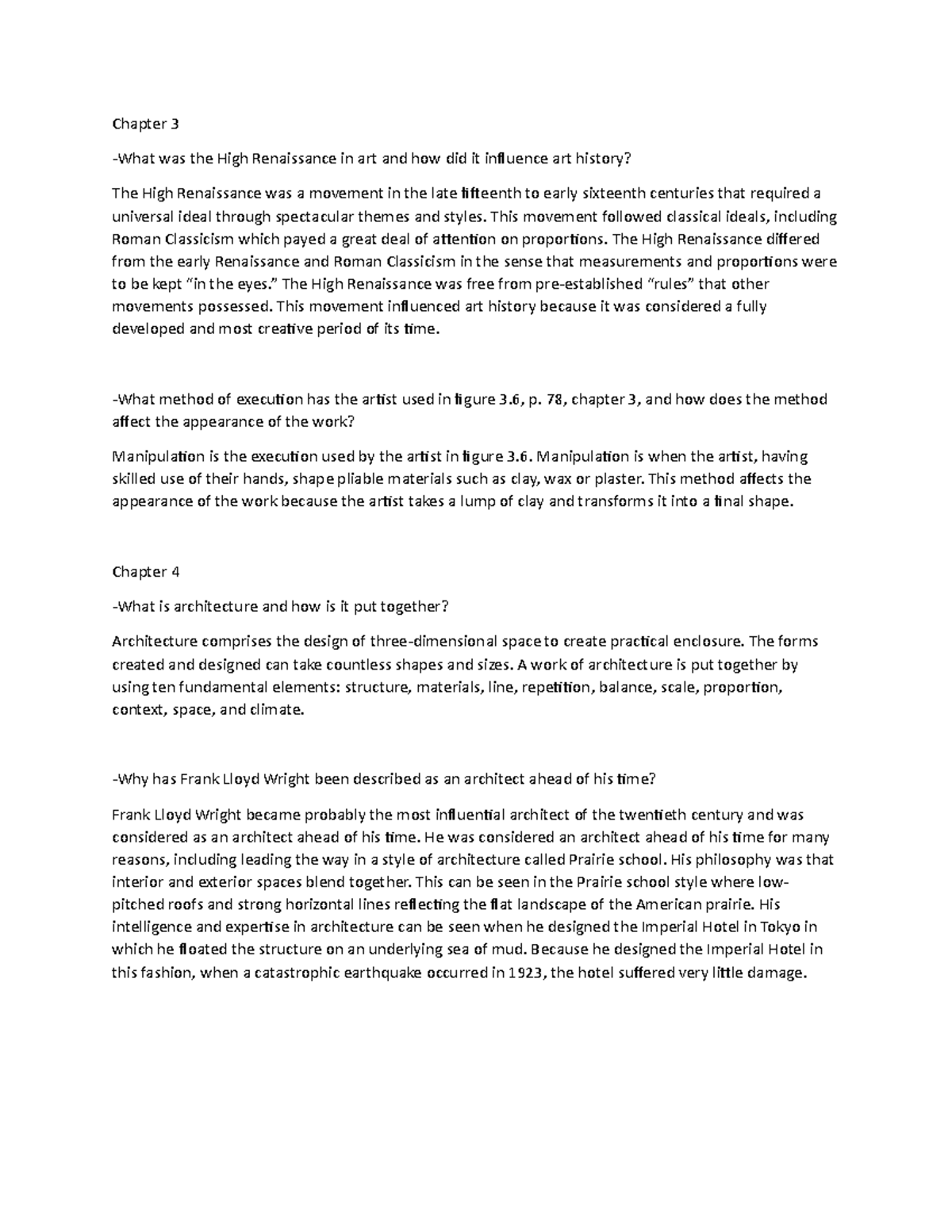 ART Discussion CH3 AND CH4 - Chapter 3 -What was the High Renaissance ...