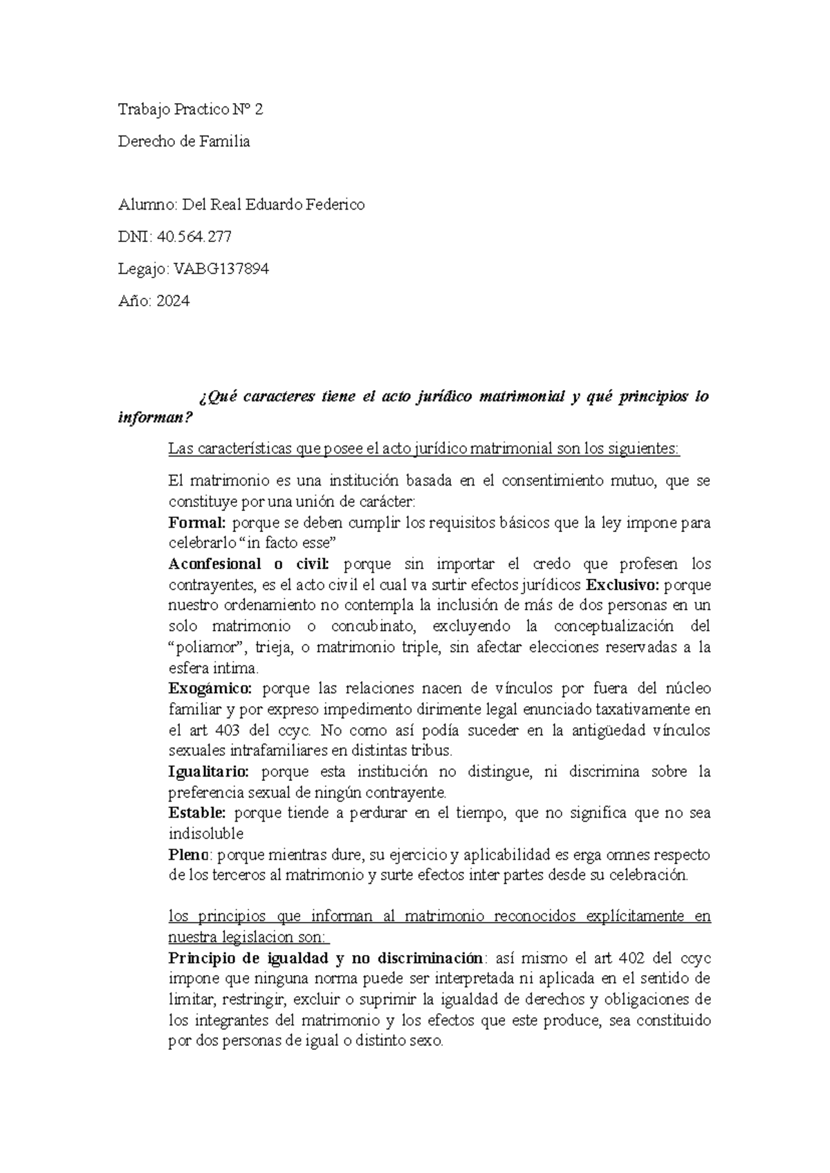 TP 2 Parte 1 Familia - aaasssdd - Trabajo Practico Nº 2 Derecho de ...