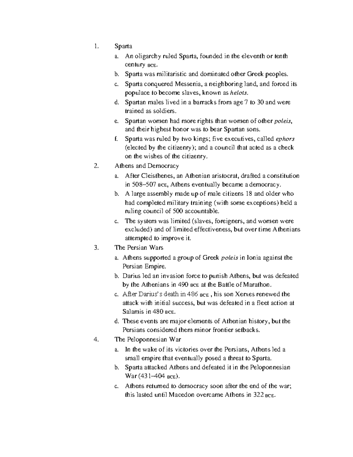 Ch06-outline 3 - Lecture Notes - Sparta a. An oligarchy ruled Sparta ...