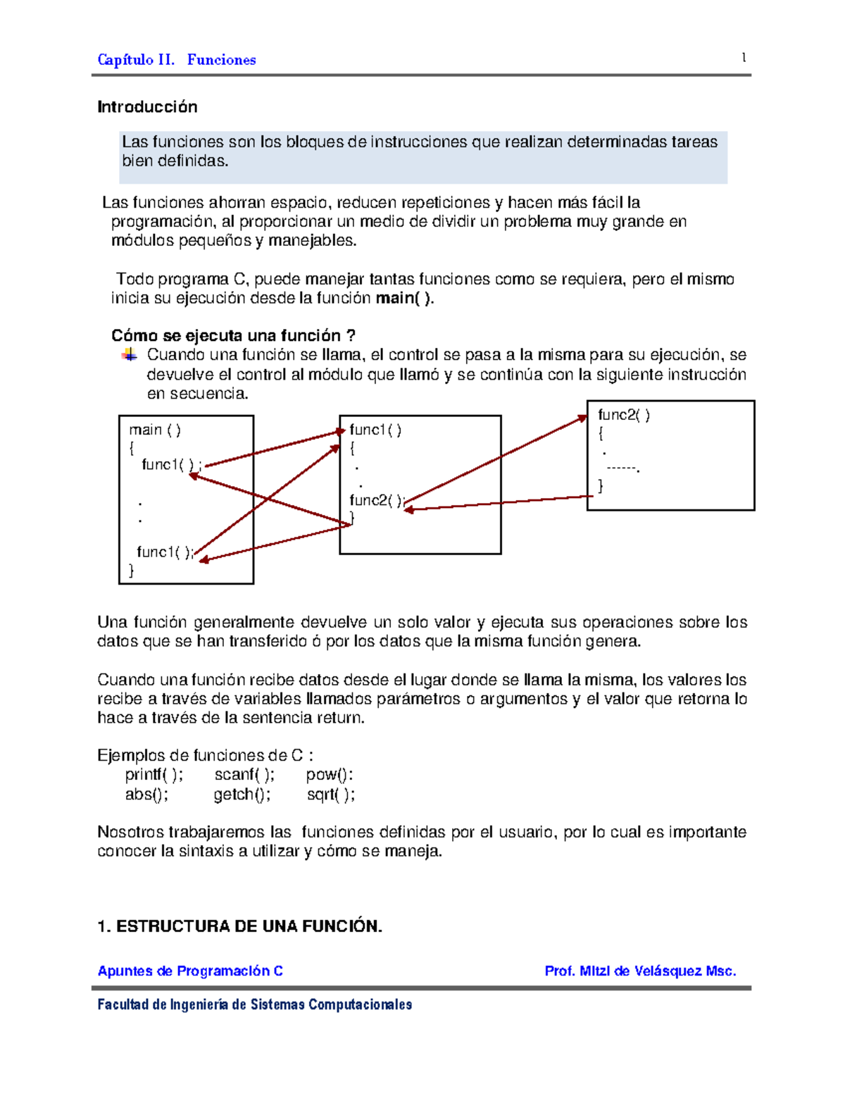 Funciones en C - Pgmapli2 - Capítulo II. Funciones Apuntes de ...