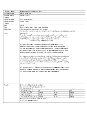 Experiment 4 - charles' law and ideal gas law - COLLEGE’S NAME : KOLEJ ...