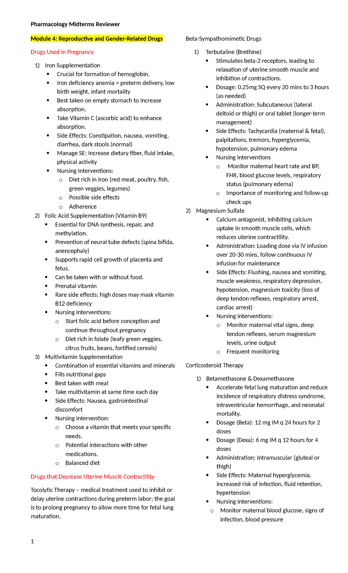 Pharmacology - Midterm - Pharmacology Midterms Reviewer Module 4 ...
