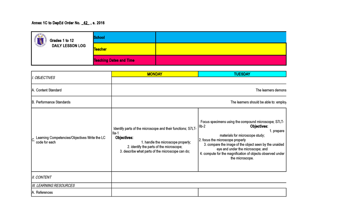 Pdfcoffee Science G7 Grades 1 To 12 School DAILY LESSON LOG Teacher