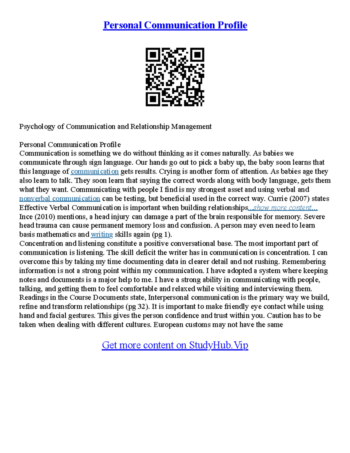 Profile Essay On A Person - Personal Communication Profile Psychology ...