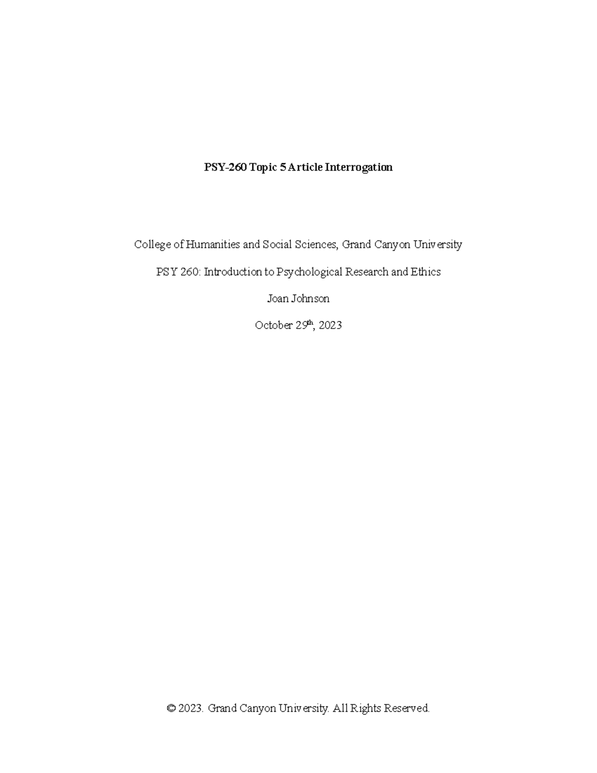 PSY 260 RS T5 Article Interrogation - PSY-260 Topic 5 Article ...