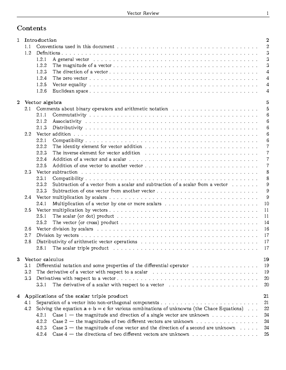 Vector Review - Contents 1 Introduction 1 Conventions used in this ...