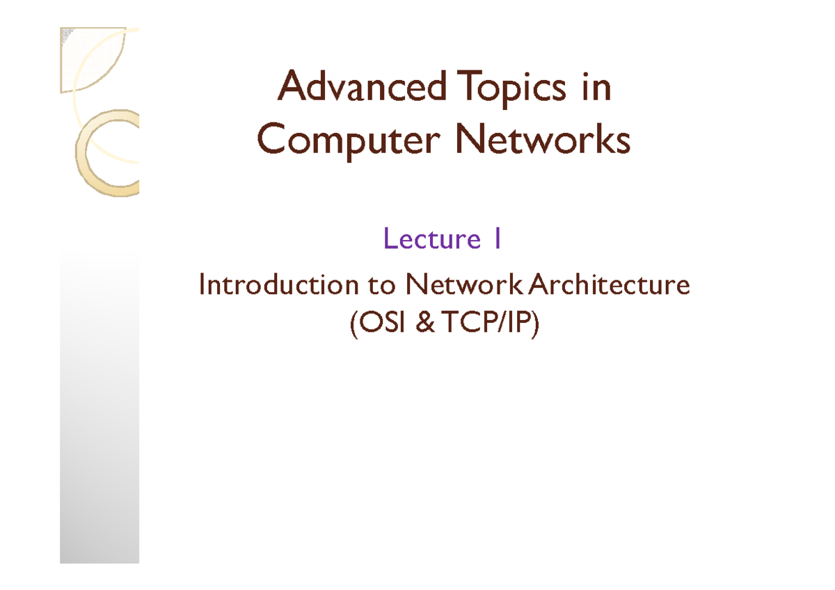 Lecture 1 Tcp ip Overview - - Studocu