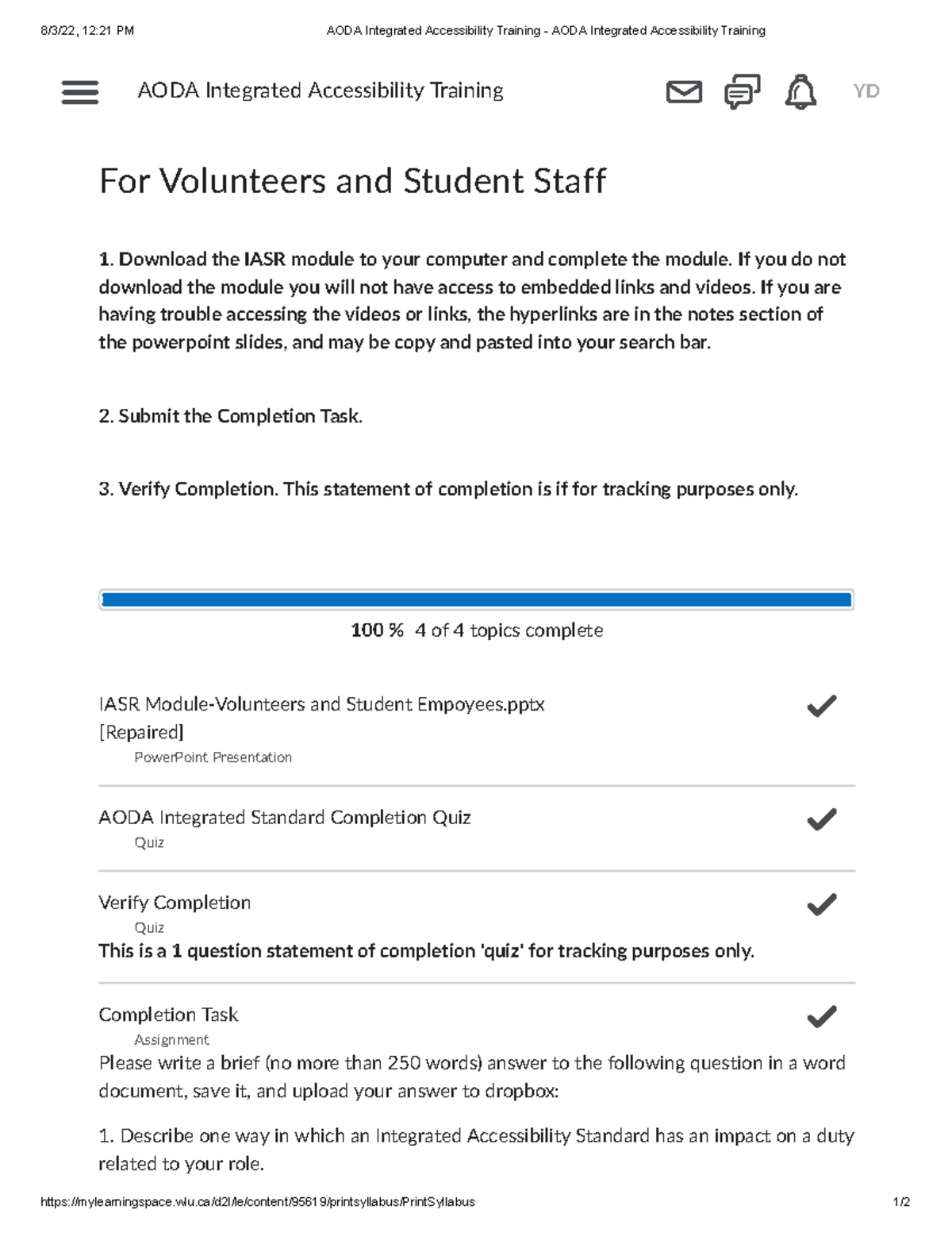 AODA Integrated Accessibility Training - AODA Integrated Accessibility ...