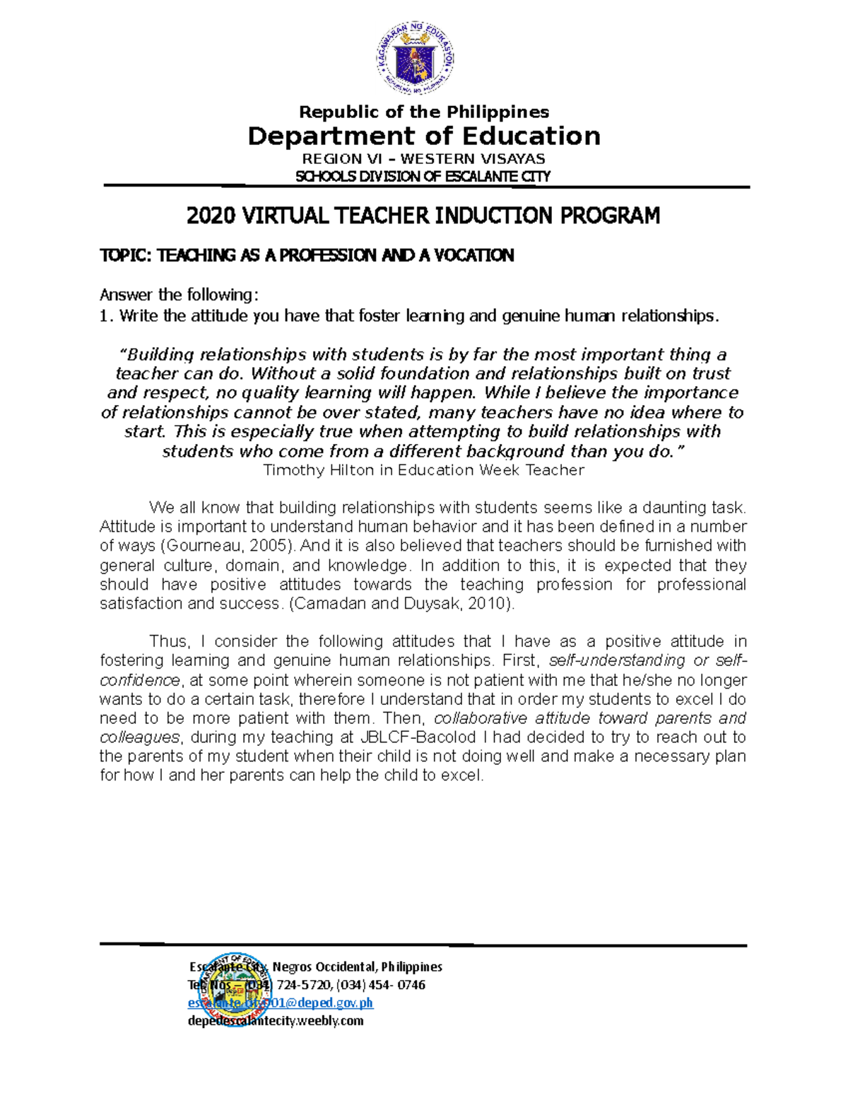 Day 2 Activities - Teacher Induction Program - Department of Education ...