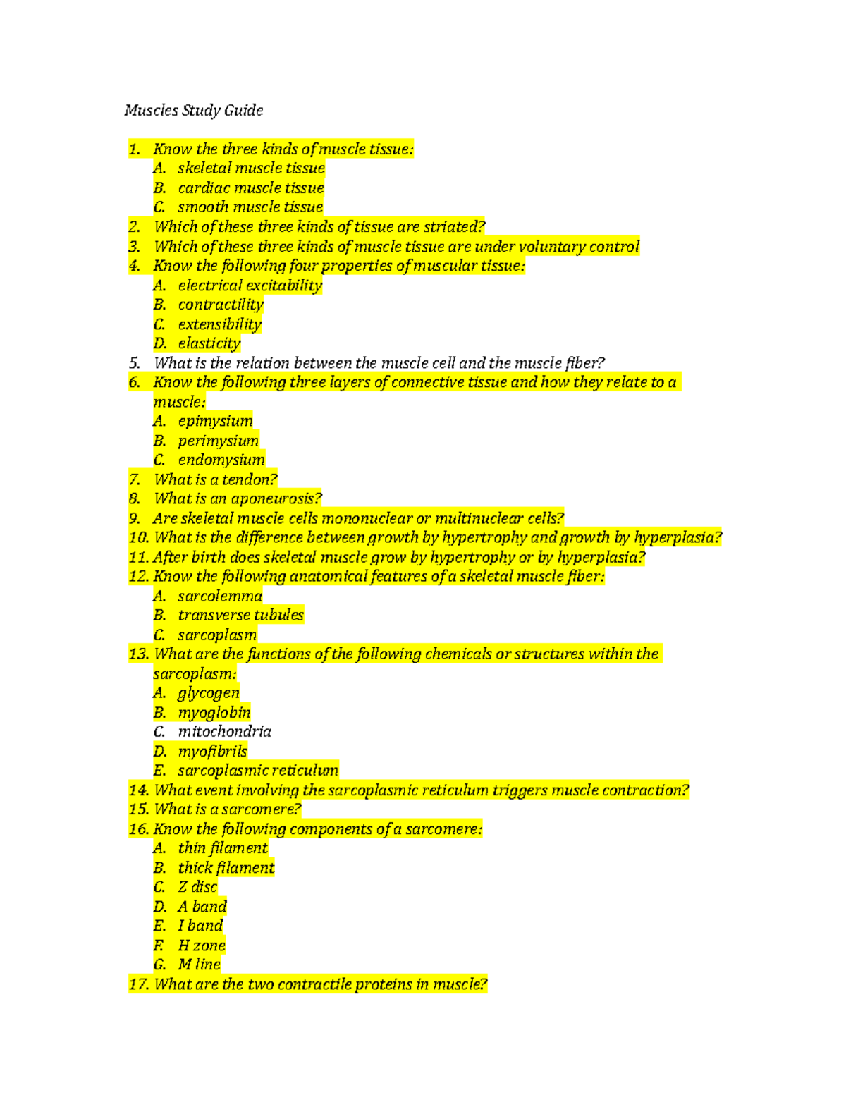 Muscles study guide - Muscles Study Guide Know the three kinds of ...