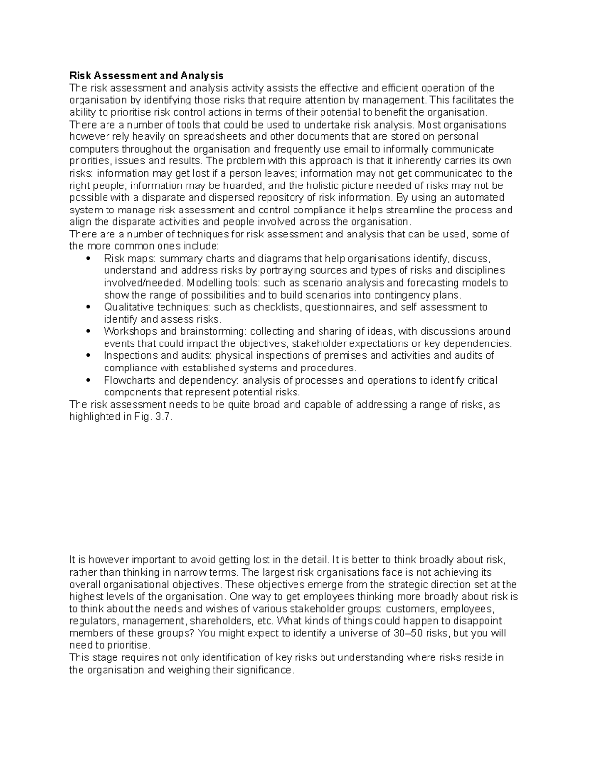 WEEK 1 - lecture notes - Risk Assessment and Analysis The risk ...