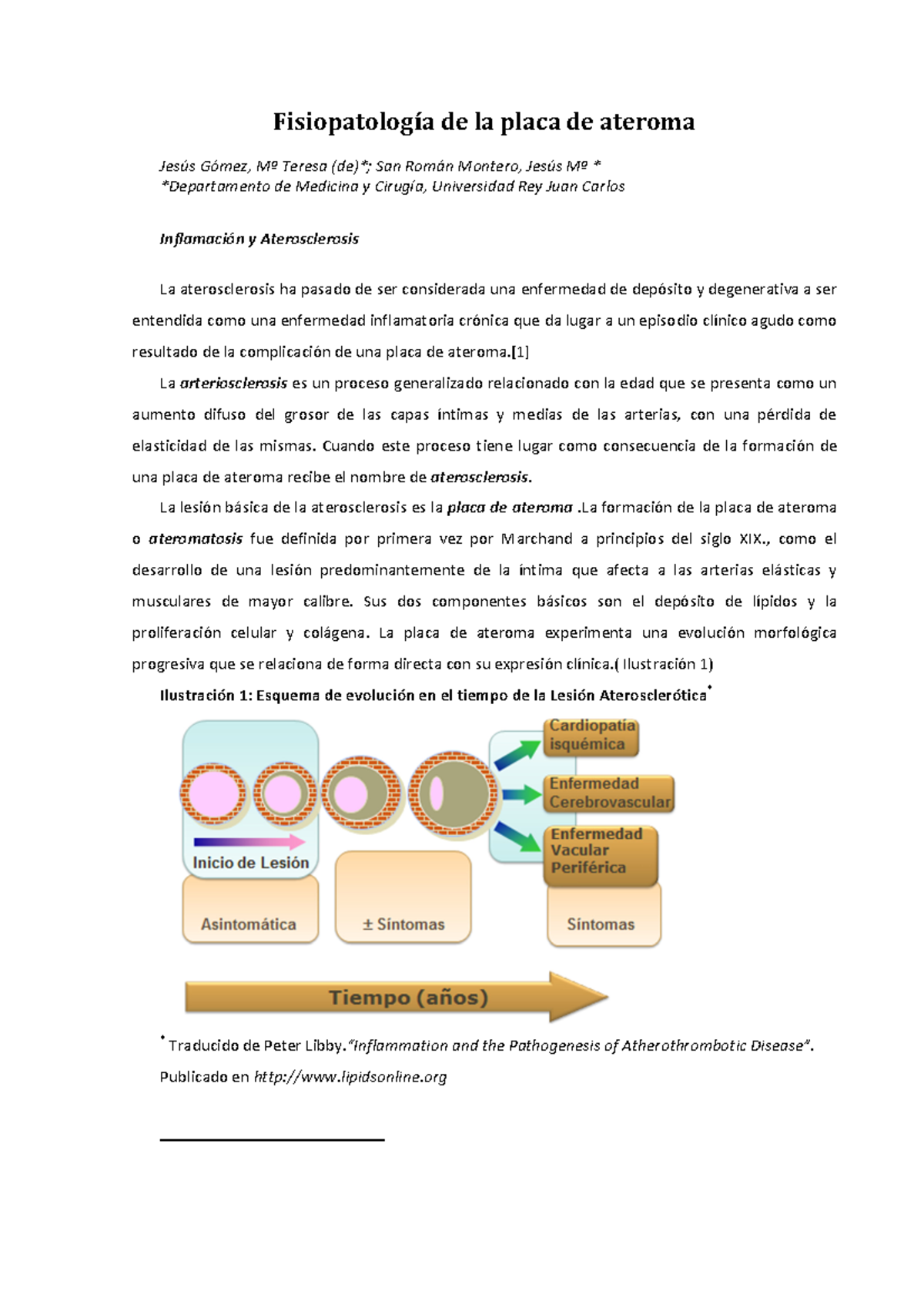 Fisiopatología de la placa de ateroma - Jesús Gómez, Mª Teresa (de ...