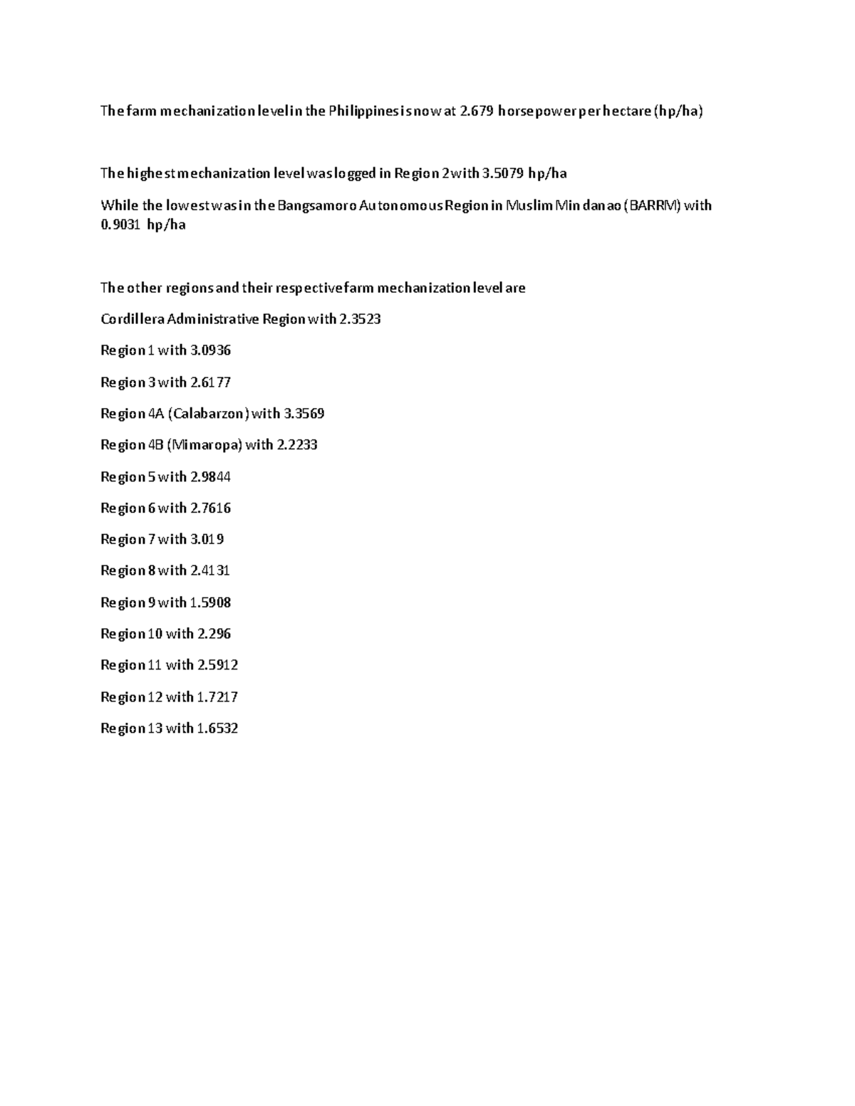 PH mechanization level - The farm mechanization level in the ...