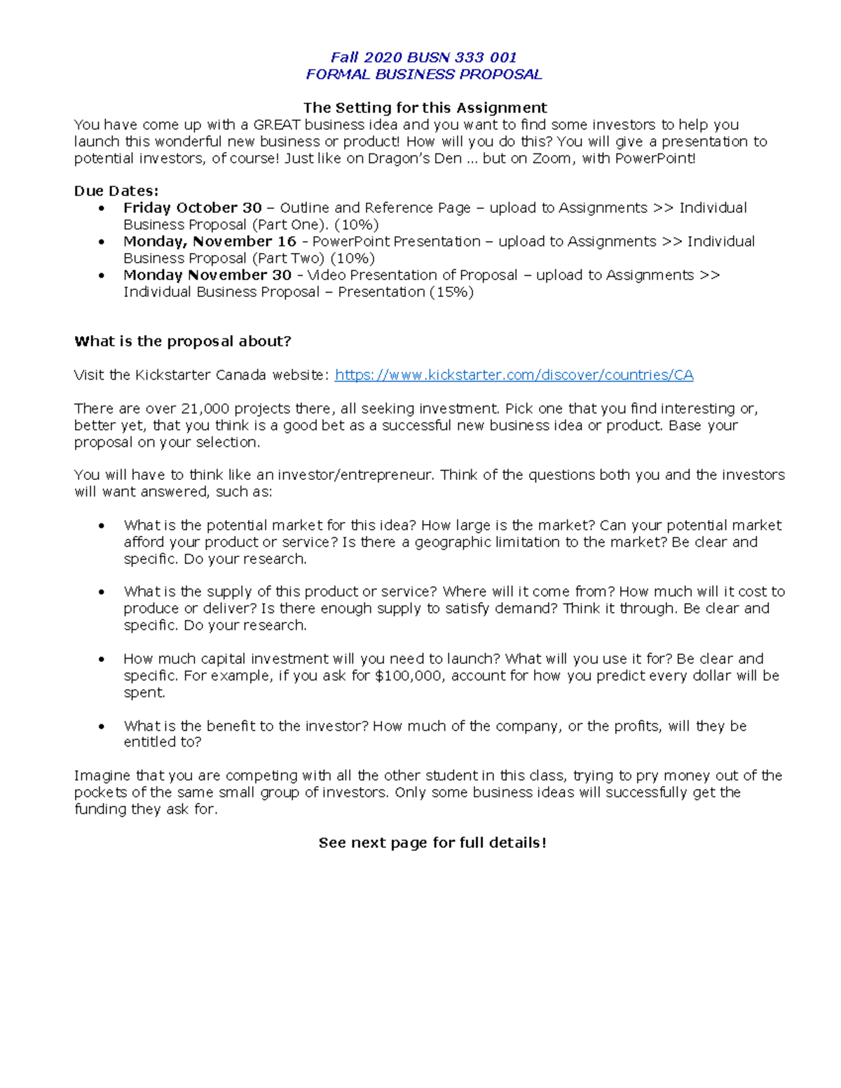 333-Individual-Business-Report-Instructions -F20 - Fall 2020 BUSN 333 ...