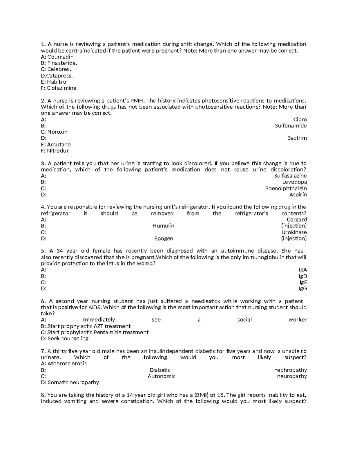 Bachelor of science in nursing Board examination sample Questions and ...