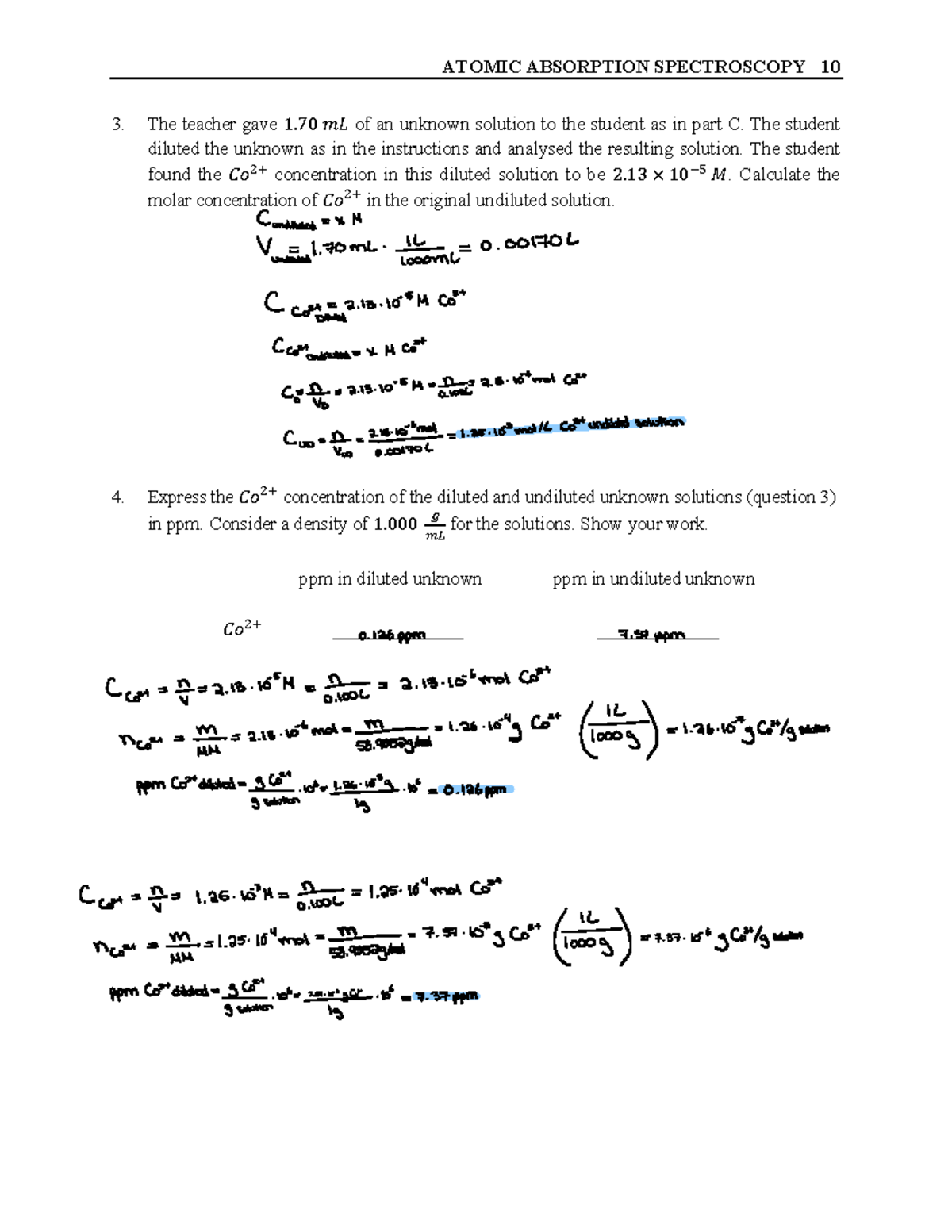 Lab-3-Atomic-Absorption - ATOMIC ABSORPTION SPECTROSCOPY 10 3. The ...