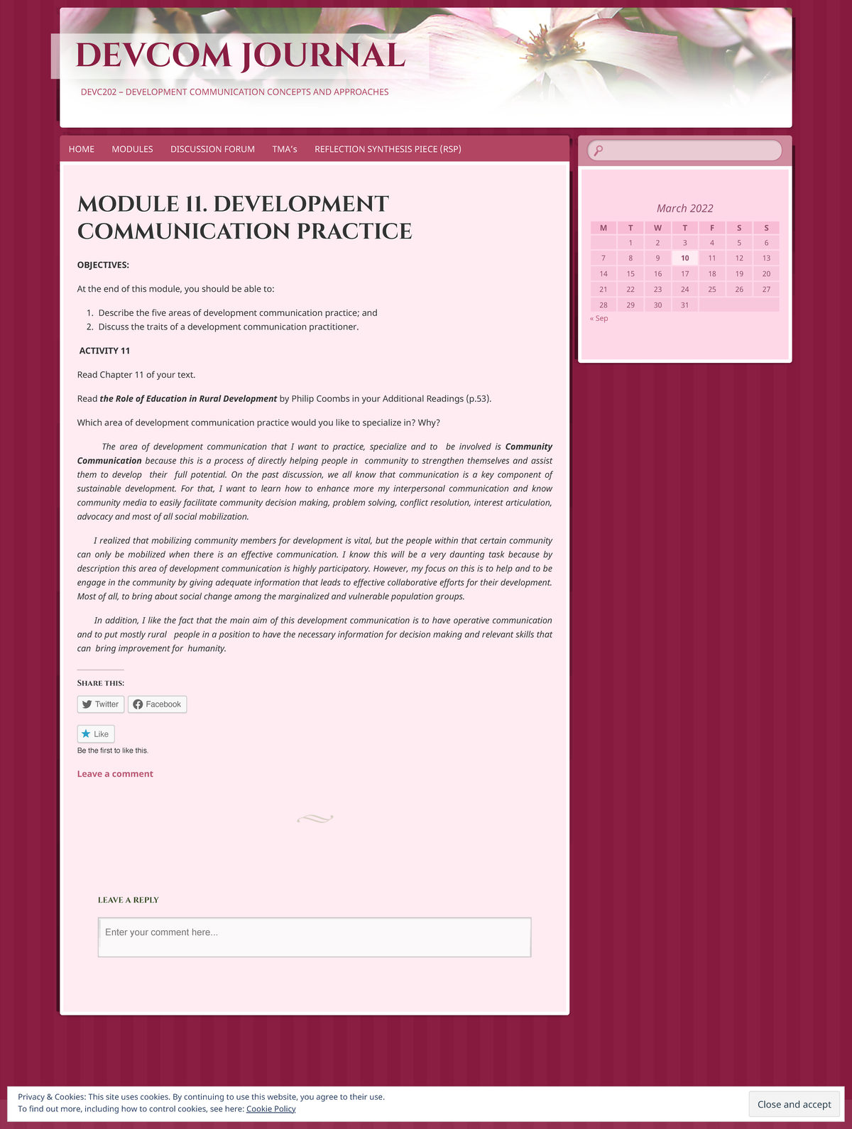 Module 5. Development Communication Practice Devcom Journal - LEAVE A ...